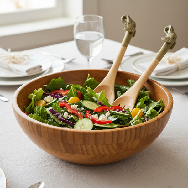 Carved Wood Elephant Head Salad Servers – Animal Emporium Plus - Gifts ...